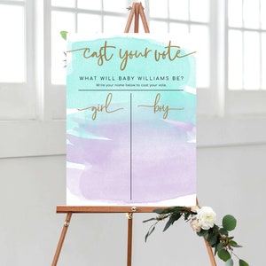 Cast Your Vote Gender Reveal Poster Template, Purple and Teal ...