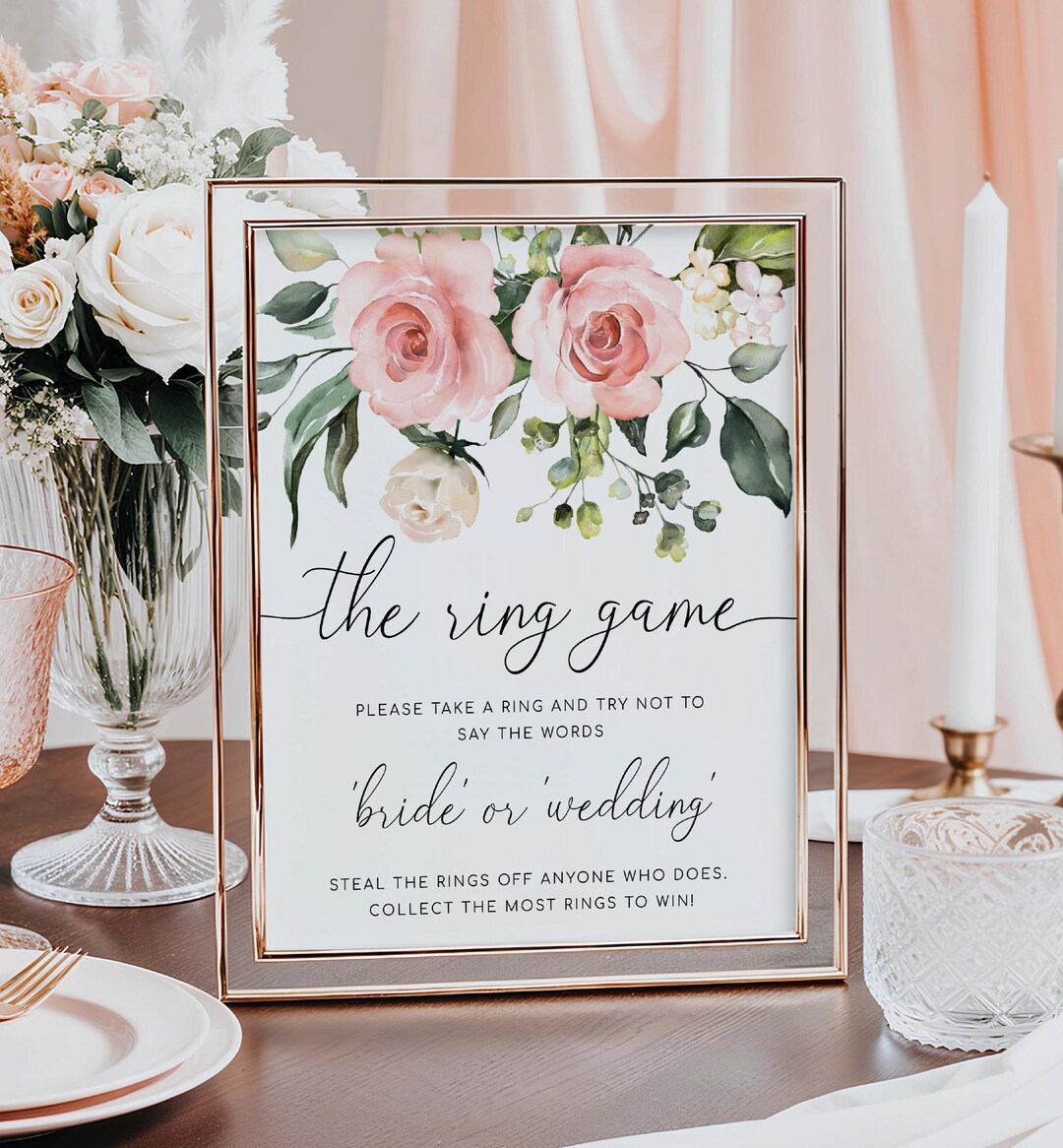 The Ring Game Sign, Printable Don't Say Bride or Wedding Game Sign ...