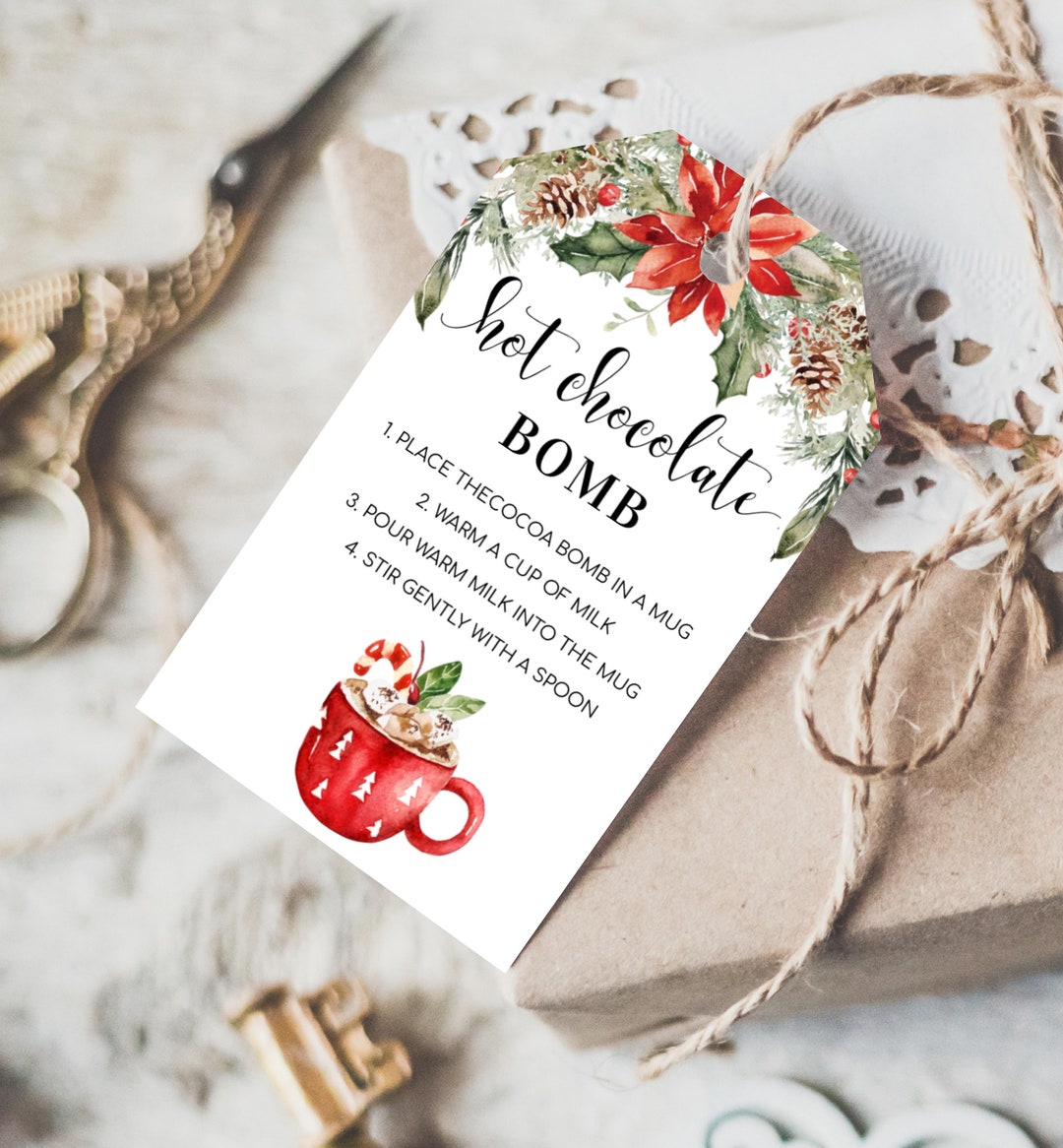 Hot Cocoa Bomb Tags: Christmas Nutmeg Noel (DIY Digital Template 2x3 ...