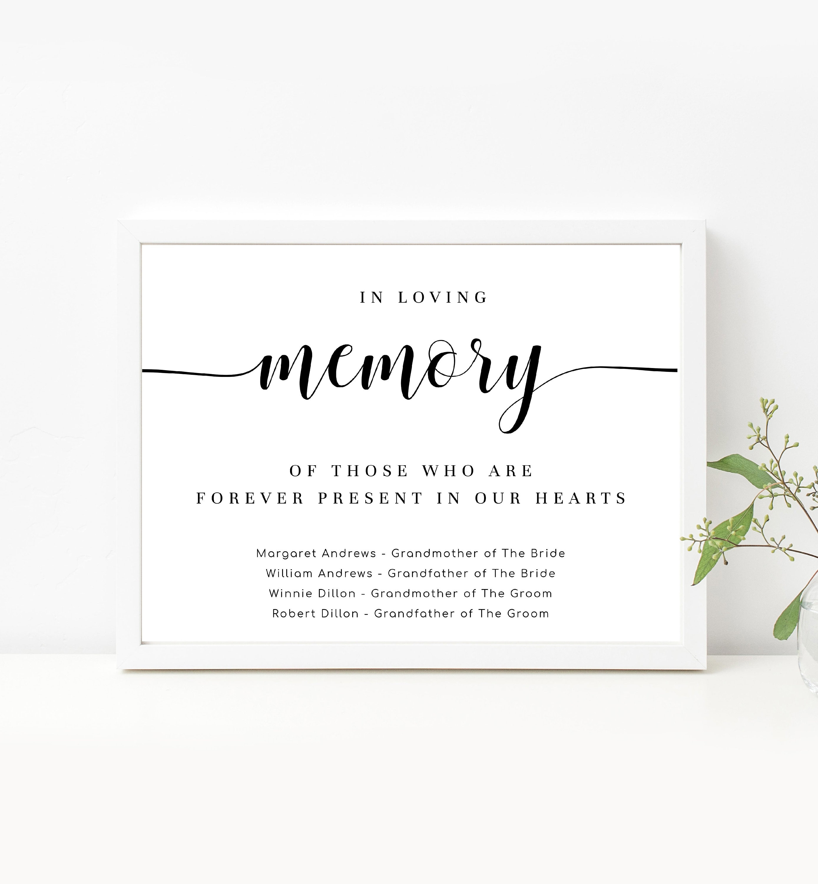 Printable In Loving Memory Sign Editable Memorial Sign | Etsy