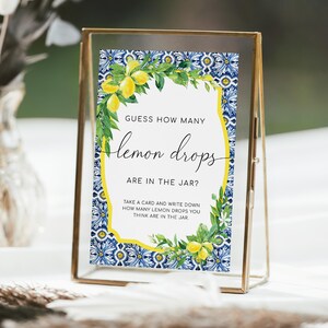 Guess How Many Lemon Drops Game Card and Sign Bundle, Positano Blue ...