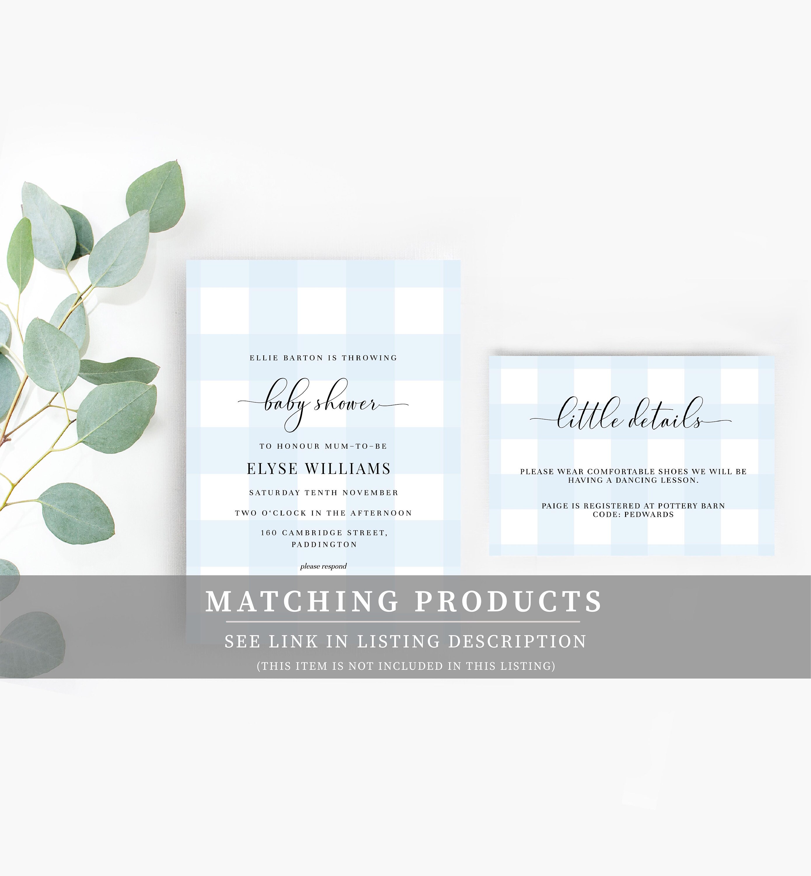 Blue Gingham Welcome Sign Boy Baby Shower Pale Blue Check | Etsy