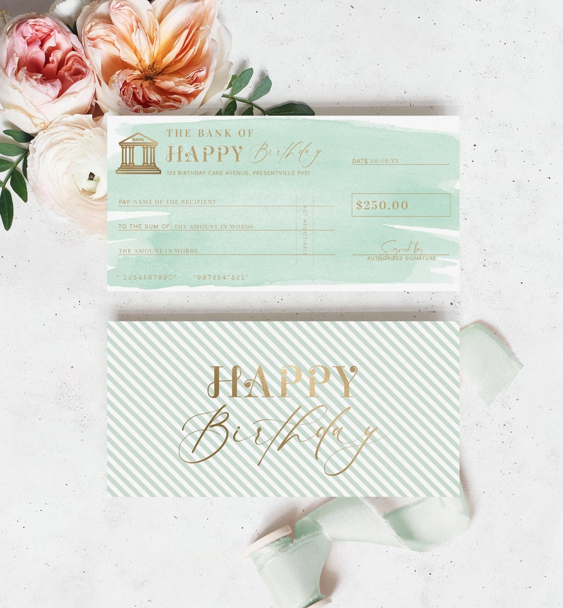 Birthday Cheque Template Fake Bank Cheque Gift Voucher - Etsy Australia