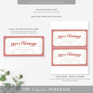 Christmas Concert Ticket Gift Voucher Template, Fully Custom Printable ...
