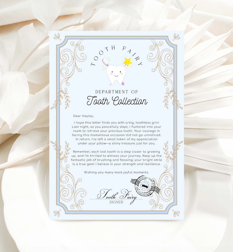 Printable Tooth Fairy Letter & Receipt, Lost Tooth Note - Etsy Australia