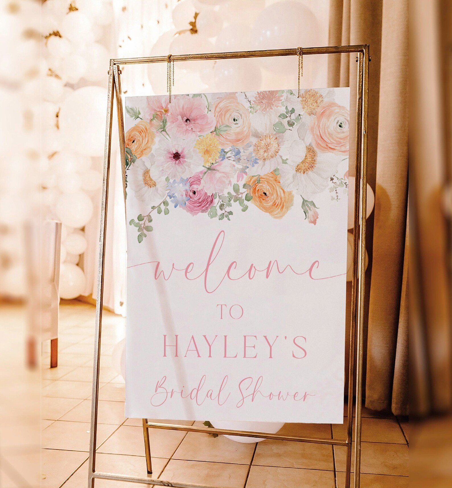 Printable Welcome Sign Template, Printable Spring Floral Baby Shower ...