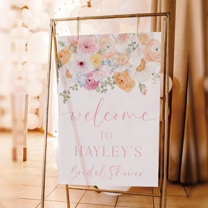 Printable Welcome Sign Template, Printable Spring Floral Baby Shower ...