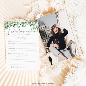 Printable Graduation Wishes Template, Greenery Leaves Graduation ...