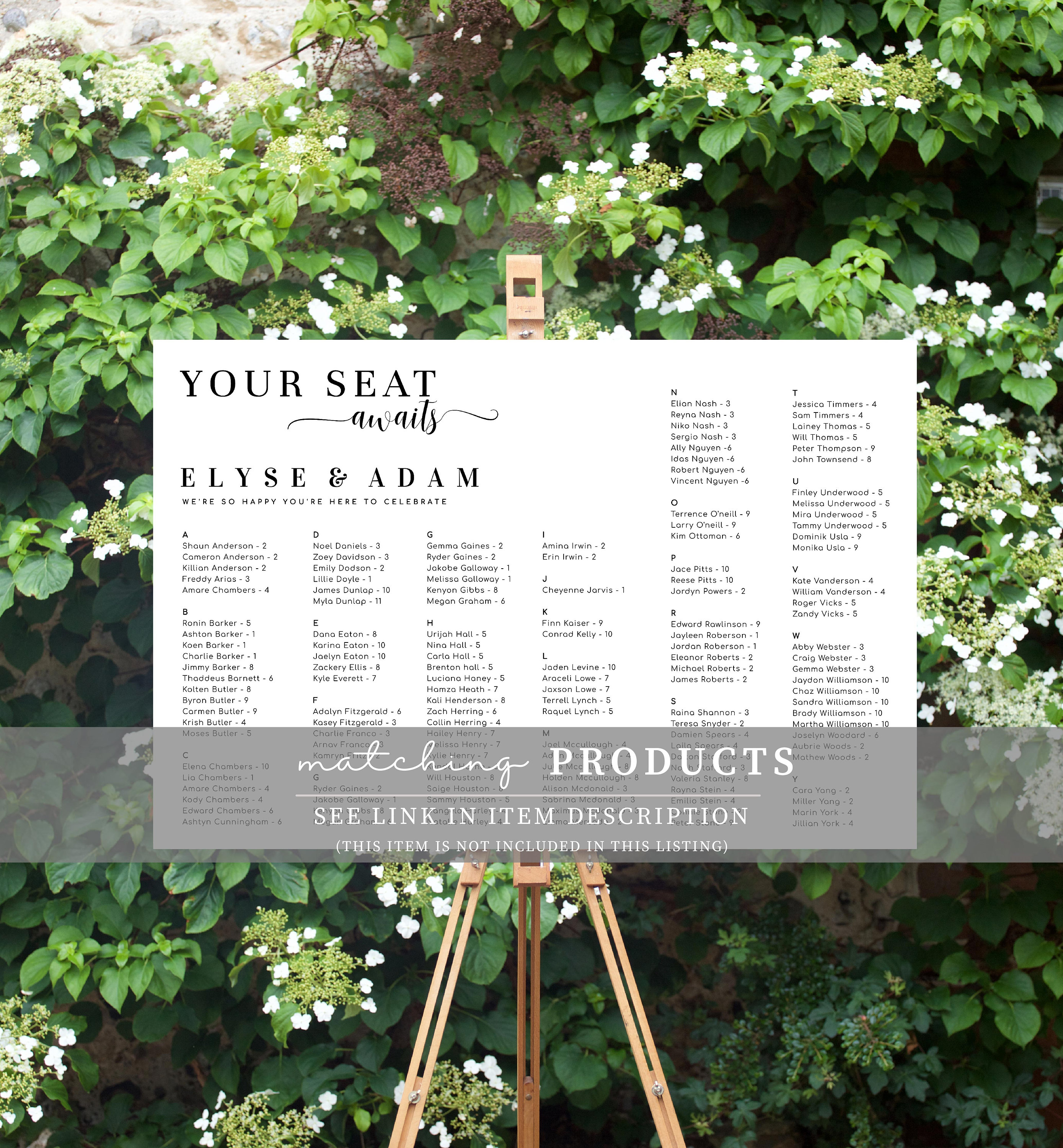 Alphabetical Find Your Seat Seating Plan Editable Modern | Etsy Australia