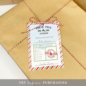 Printable North Pole Special Delivery Gift Tag, Santa's Workshop Gift ...