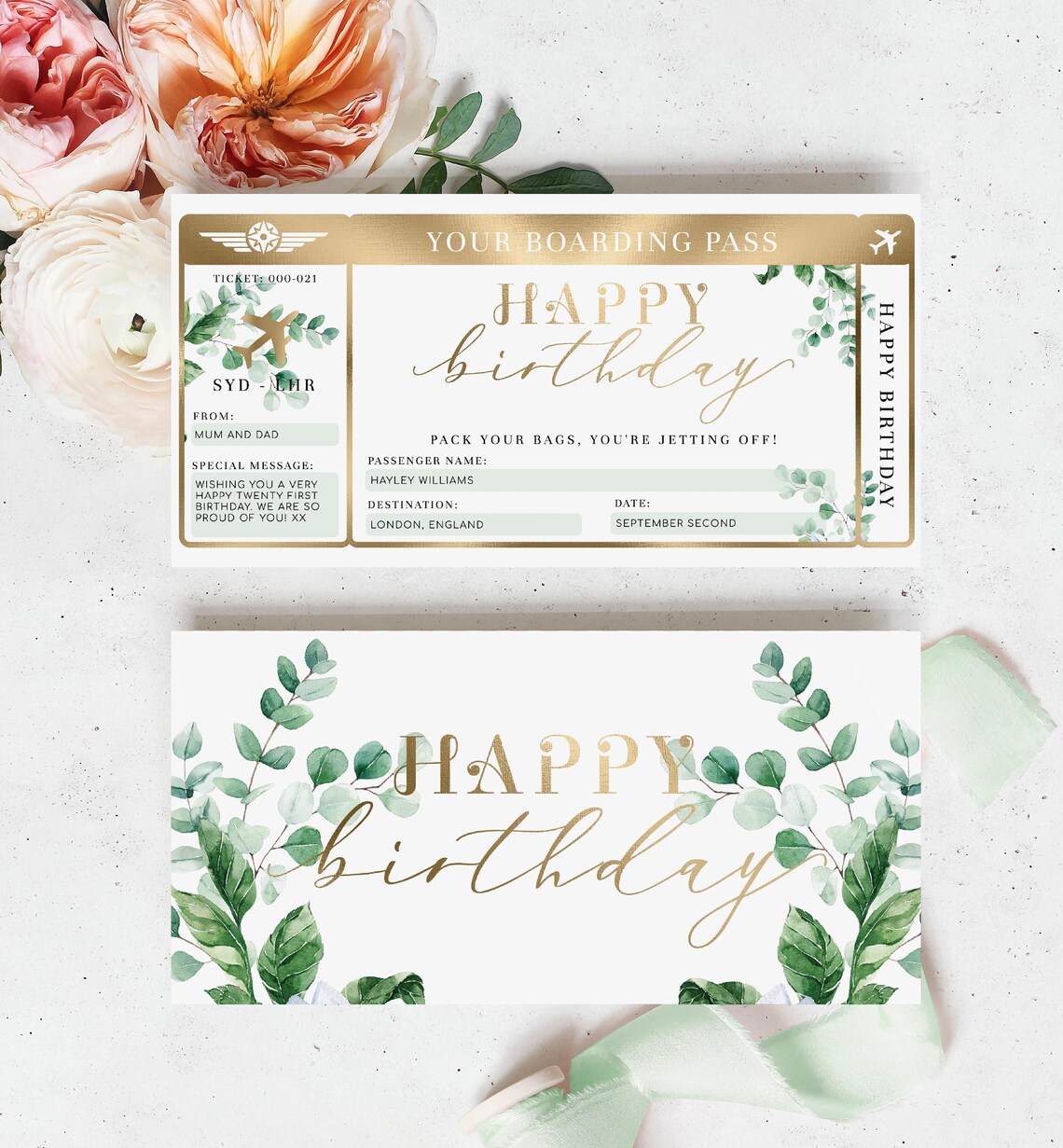 Happy Birthday Boarding Pass Template Printable Surprise Etsy Australia 0030