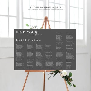 Alphabetical Find Your Seat Seating Plan Template, Editable Modern ...