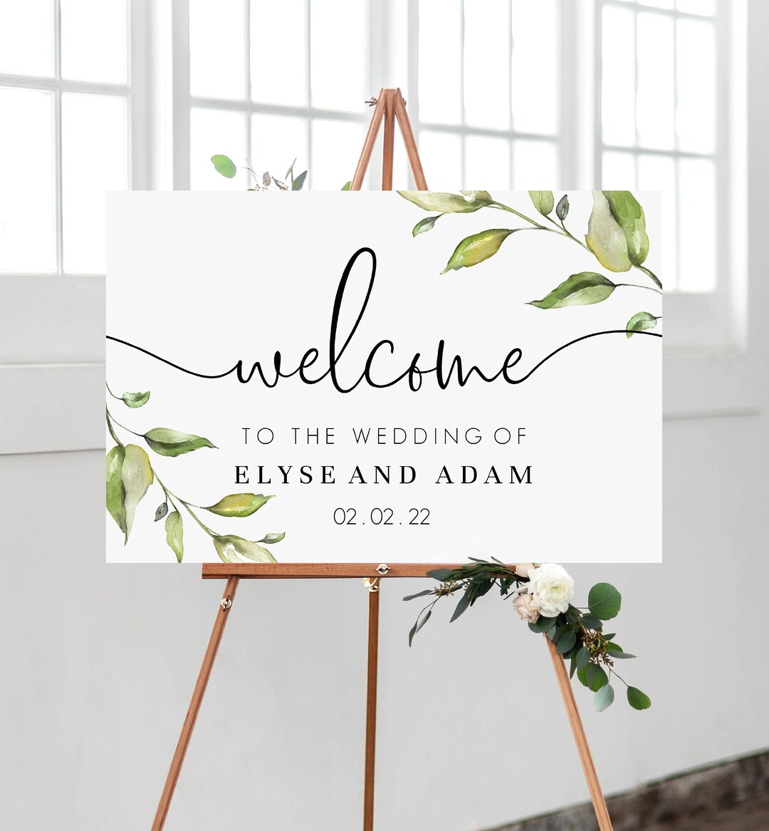 Printable Greenery Wedding Welcome Sign - Greenery Welcome Sign - Baby ...