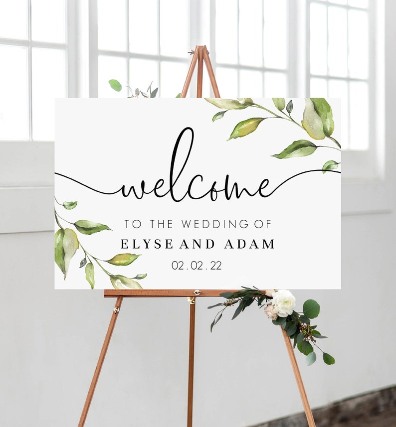 Printable Greenery Wedding Welcome Sign Greenery Welcome - Etsy
