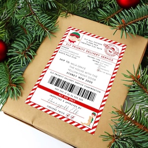 Printable Elf Arrival Box Shipping Label Sticker, North Pole Elf Mail ...