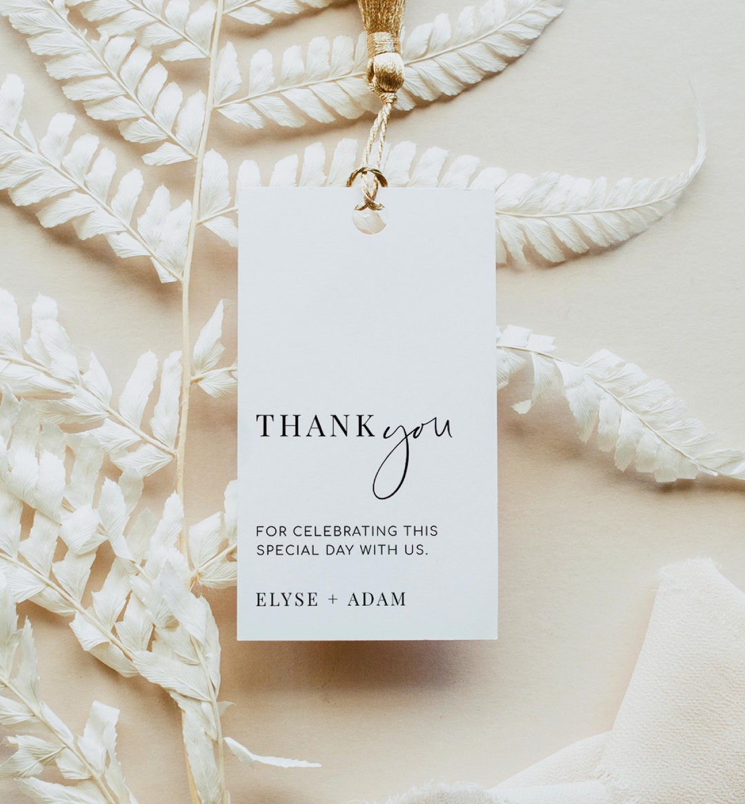 Thank You Favor Tag Template, Printable Modern Minimalist Wedding ...