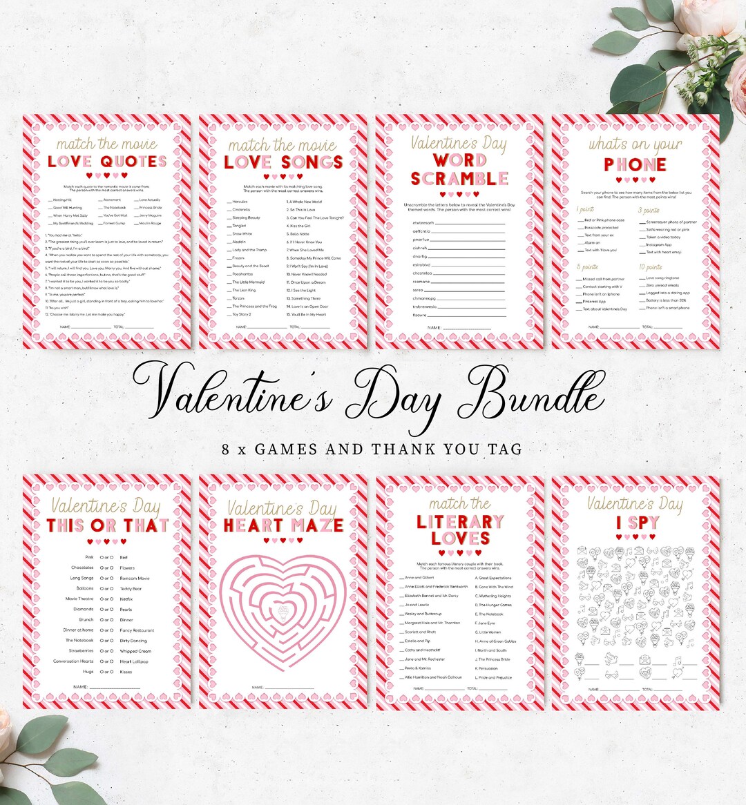 Valentines Day Games Bundle, Printable Galentines Day Games Bundle ...