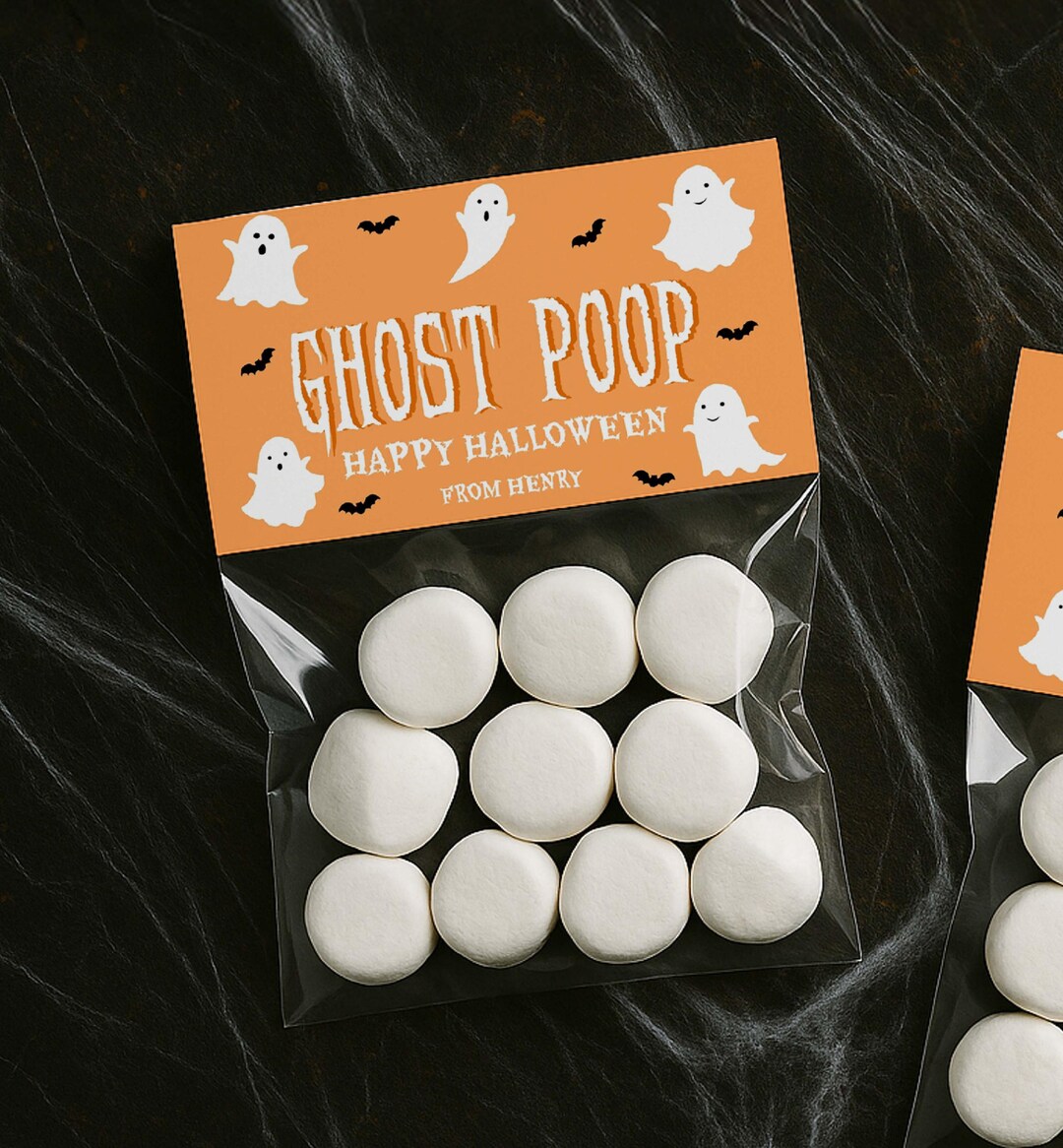 Ghost Poop Treat Bag Topper: Printable Halloween Favor Tags (DIY ...