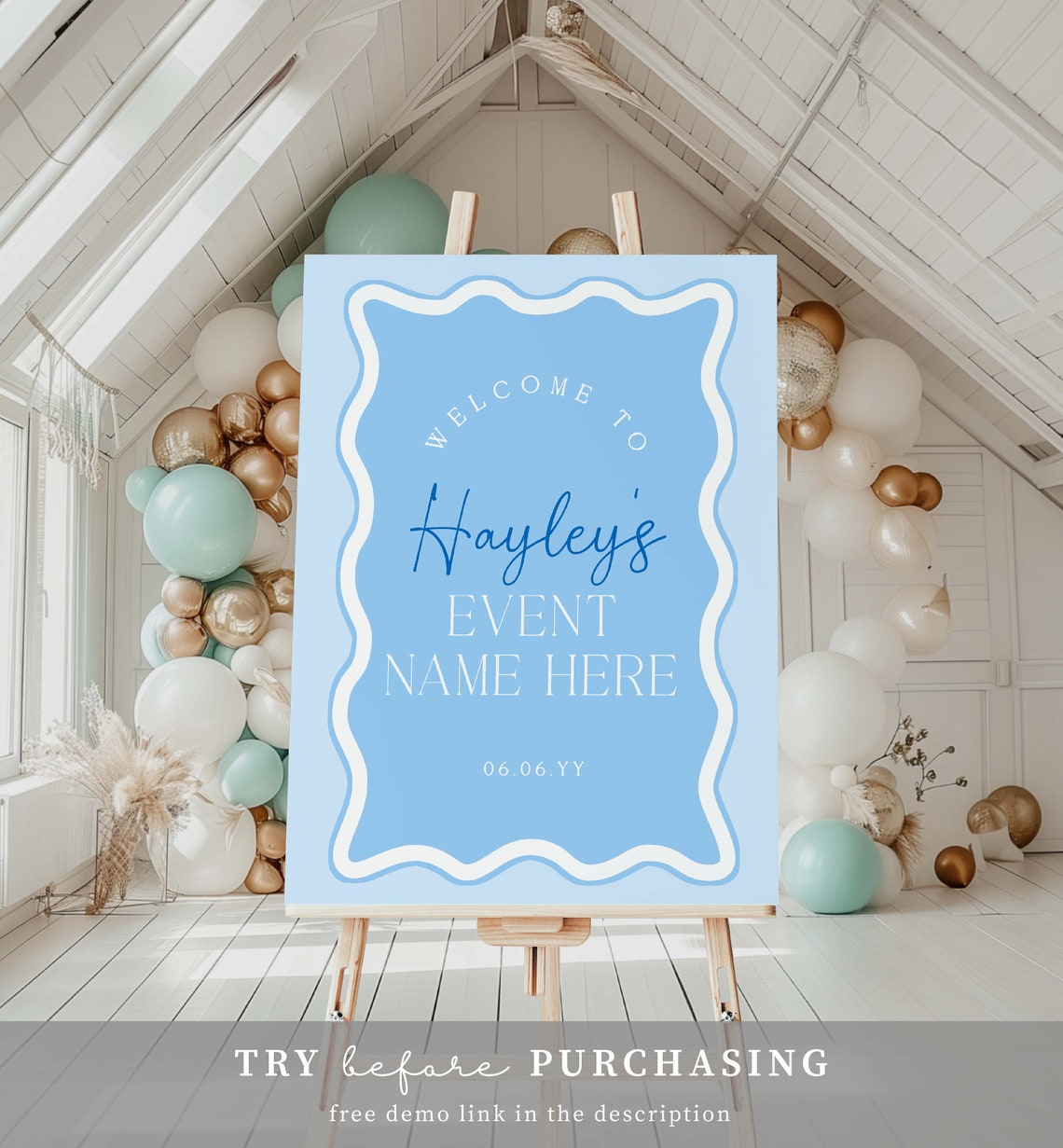 Editable Welcome Sign Template, Boy First Birthday Welcome Sign ...