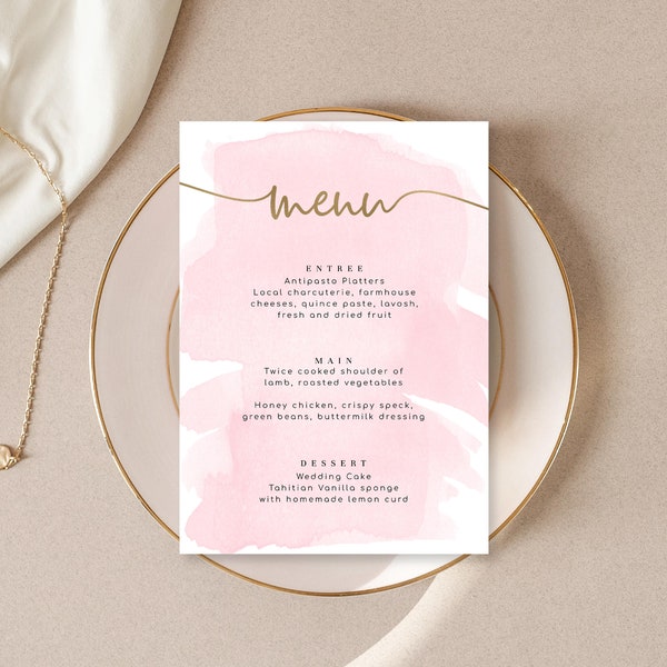 Watercolor Wedding Menu - Etsy