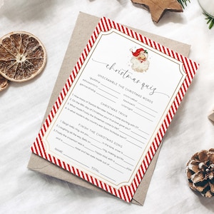 Printable Christmas Quiz Game, Editable Christmas Trivia Quiz ...