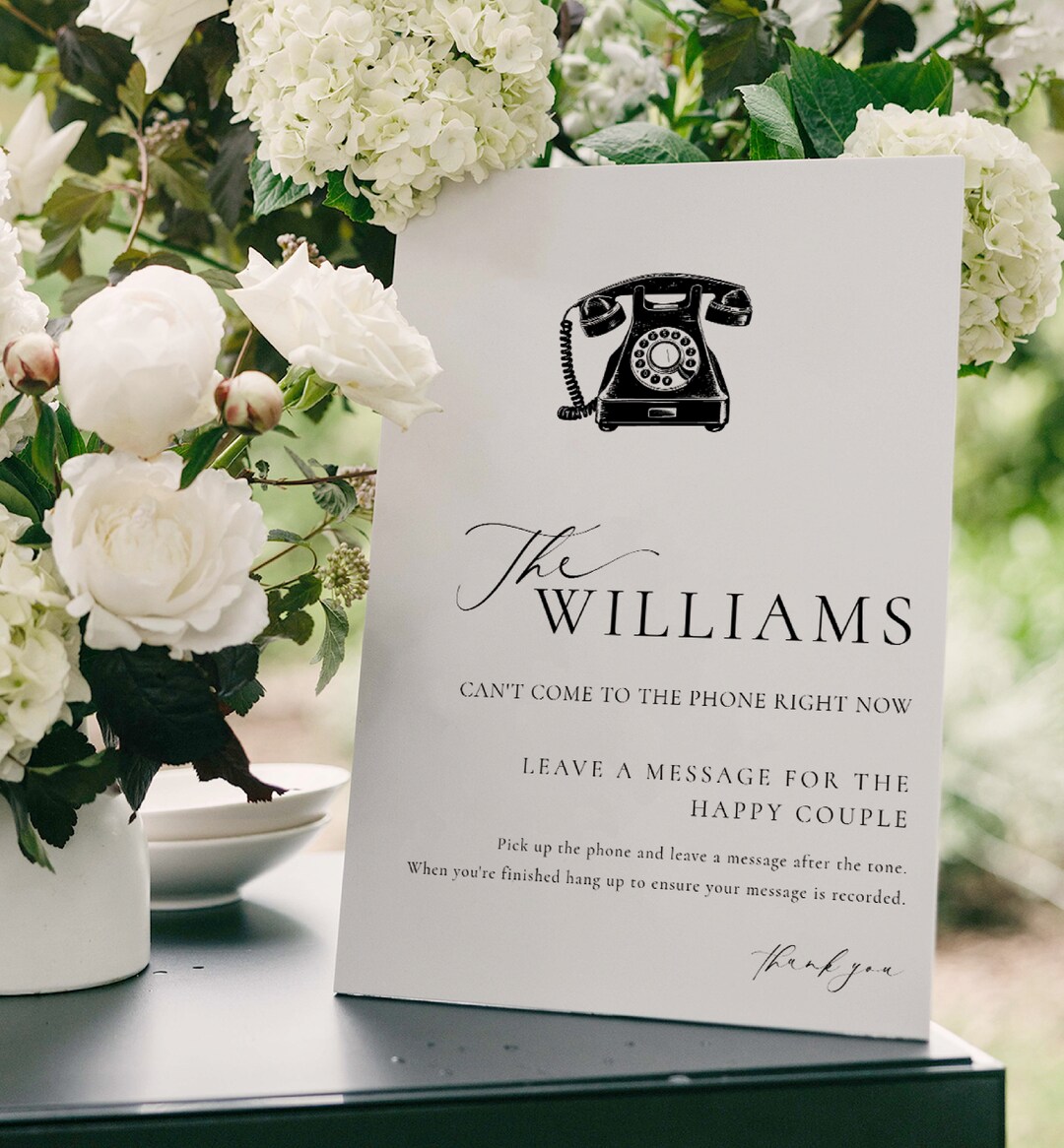 Printable Telephone Guestbook Sign, Voicemail Audio Guestbook Sign ...