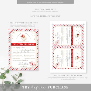 Printable Delayed Delivery Notice, Lost Christmas Present Note, Running ...