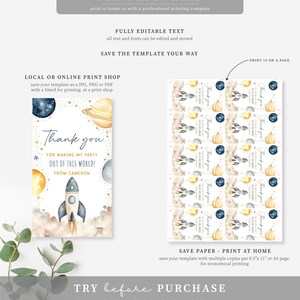 Rocket Ship Outer Space Birthday Favor Tag, Printable First Trip Around ...