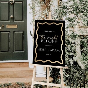 Printable Rehearsal Dinner Welcome Sign Template, Wavy Curved Line ...