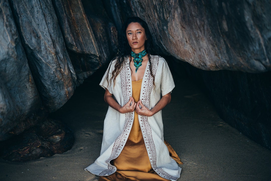 Ancient Priestess Robe Women-tribal Kaftan-natural Clothing-cover Up ...