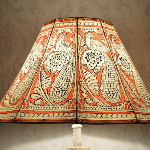 Large Floor Lamp Shade Painted in Floral Pattern on Leather - Etsy UK