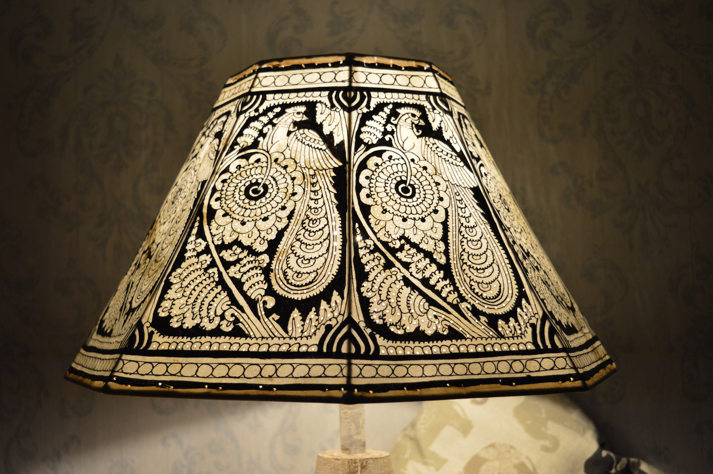 Vintage Style Lamp Shade in Peacock Pattern | Leather Lampshade in ...