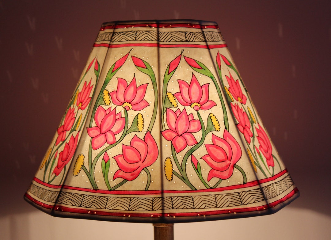 Pink Lotus Lampshade/ Handmade Leather Lampshade/ Table Lampshade - Etsy