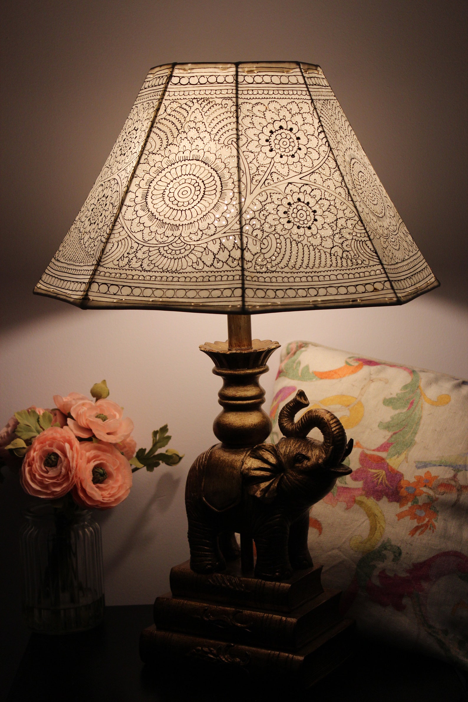 Large Floor Lamp Shade in Vintage Style Plain Hand Painted - Etsy