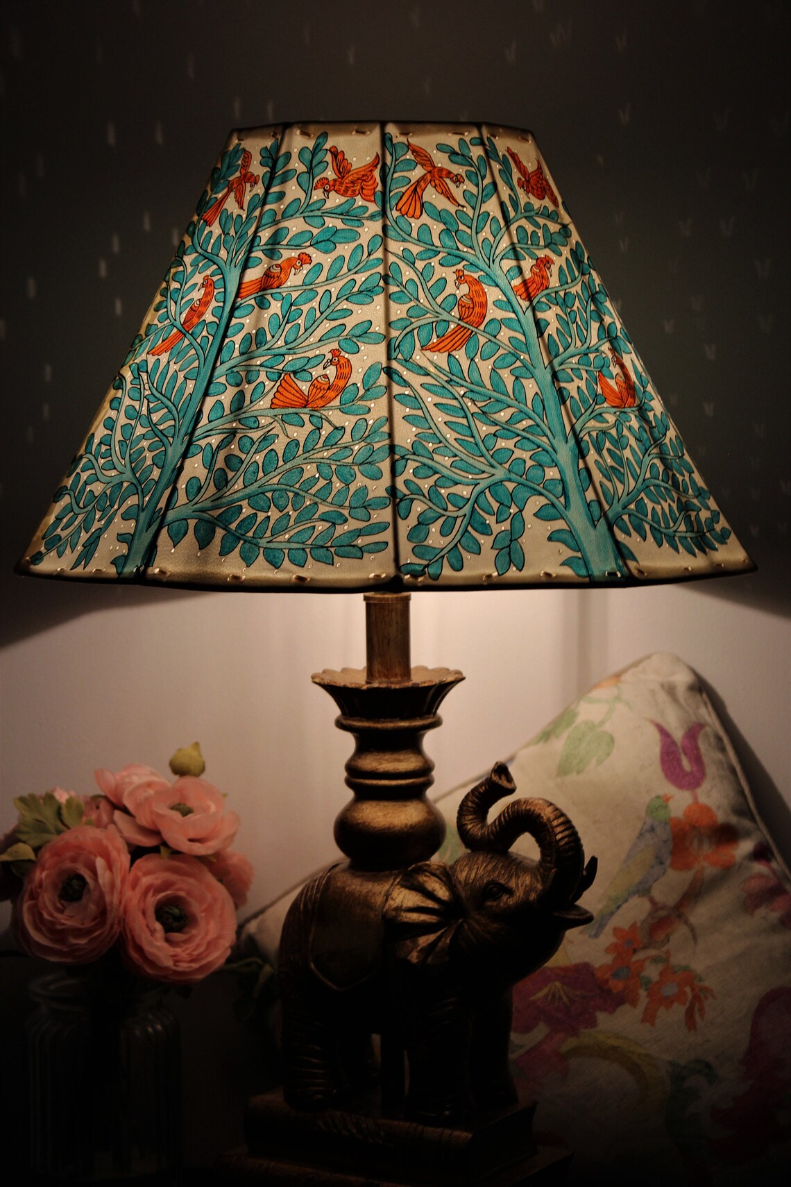 Blue Tree of Life Lampshade/ Table Lampshade/handmade Leather Lampshade ...