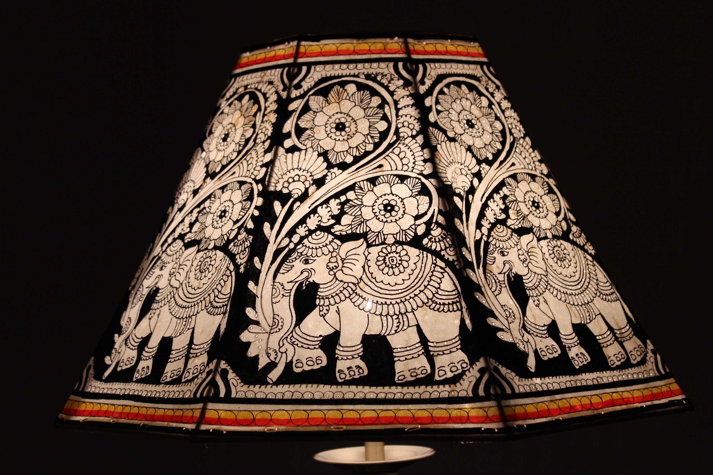 18wide Boho Elephant Floor Lampshade / Hand Painted | Etsy