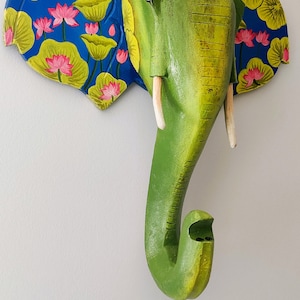 Lotus Design on Elephant Wooden Head/wall Decor/wall Hanging - Etsy UK