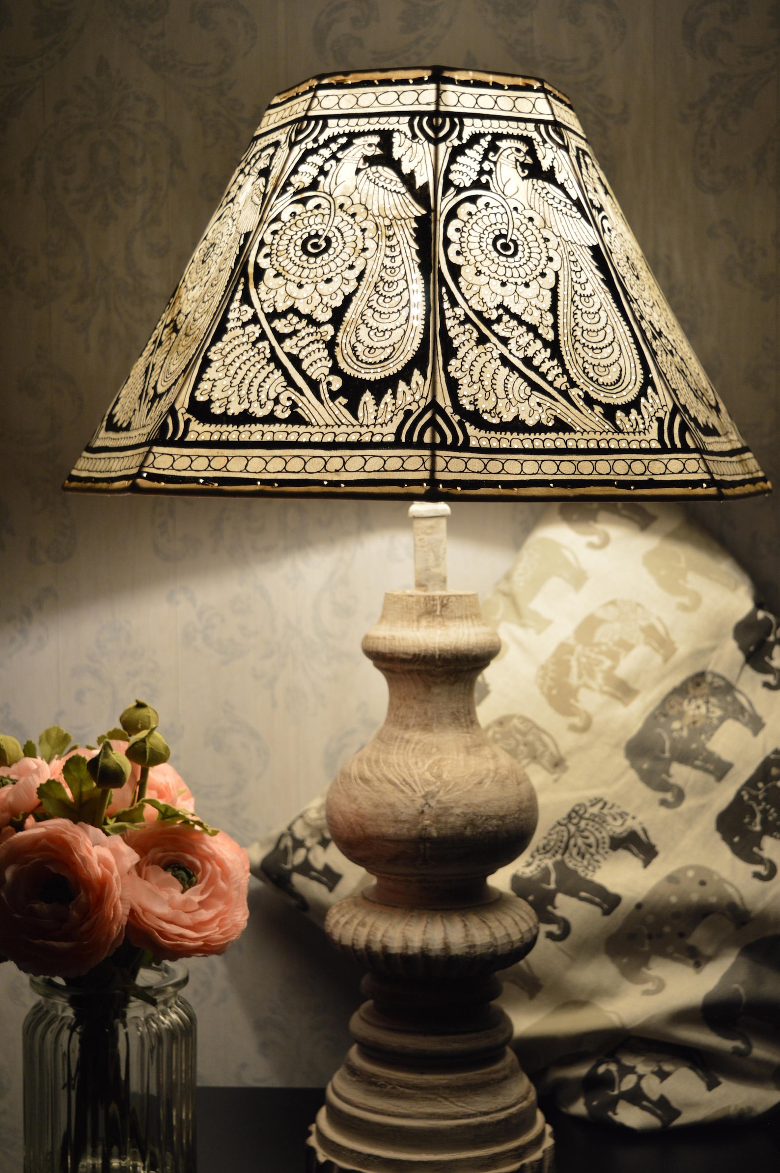 Vintage Style Lamp Shade in Peacock Pattern | Leather Lampshade in ...