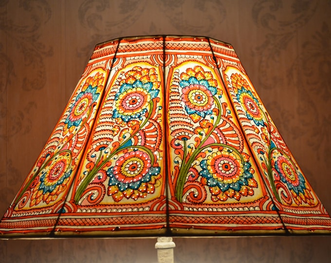 Painted Leather Lamp Shade Indian Peacock Design Handmade - Etsy