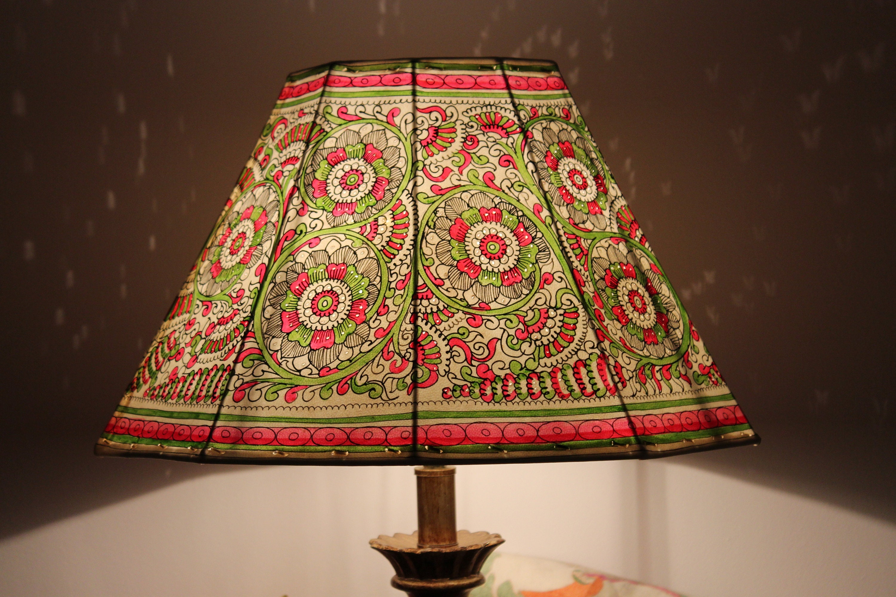 Creepers With Pink Floral Design on Leather | Handmade Lampshade ...