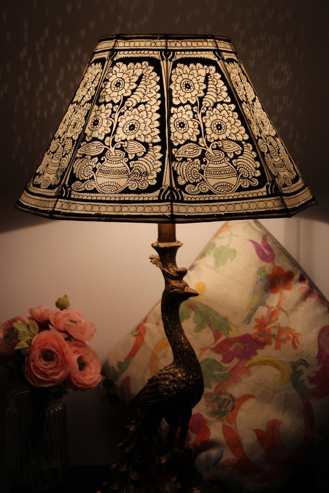 Black Mandala Large Floor Lamp Shade in Vintage Style | Etsy