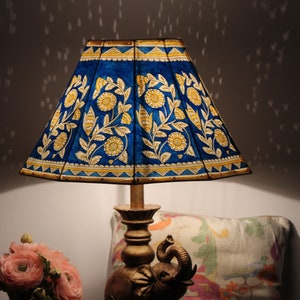 Painted Leather Lamp Shade Indian Floral Design | Handmade Lamp Shade ...