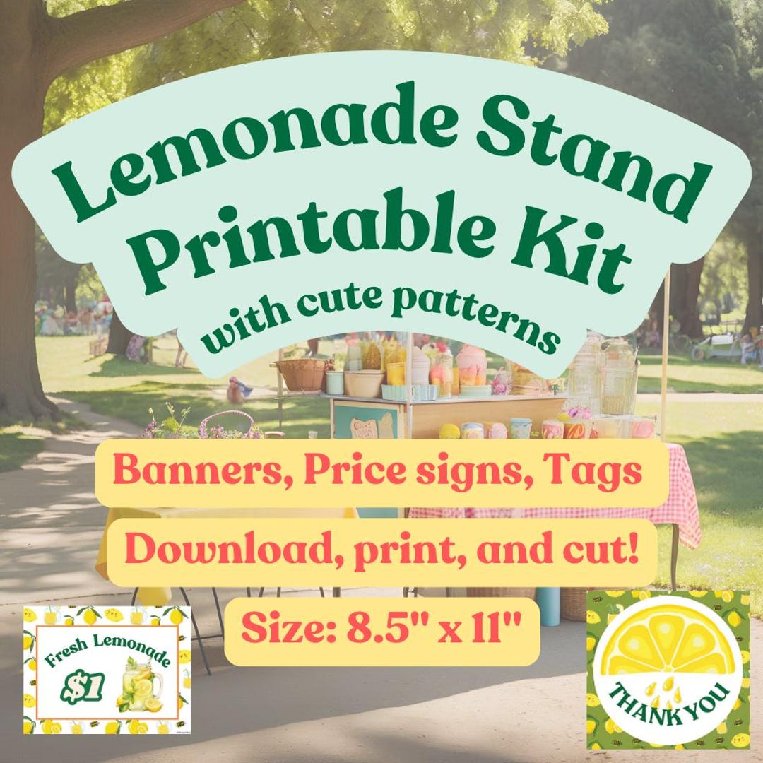 Lemonade Stand Printable Kit | Digital PDF Files | Signs | Banners - Etsy