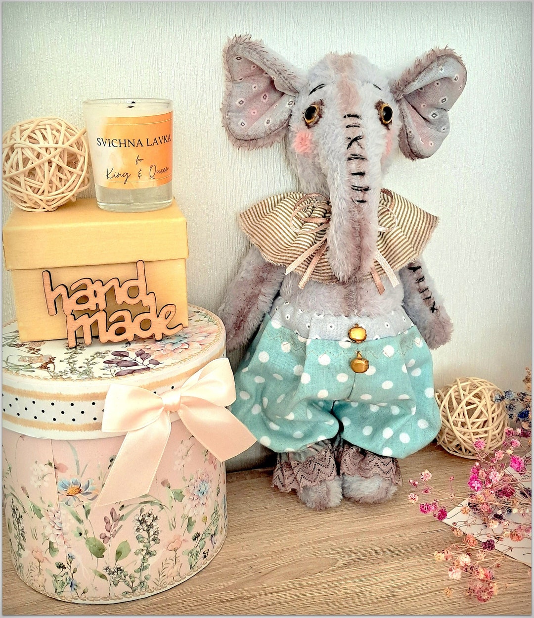 Gray Plush Elephant Richard ,toy Stuffed Animal Soft Toy,figurine Rag ...