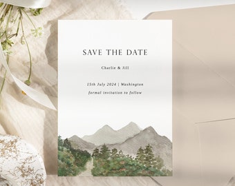 Red Mountain Wedding Save the Date Template - Mountain Save the Date ...