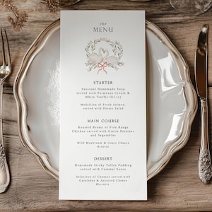 Classic Swans Wedding Menu Template - Wedding Menu Template - Swan ...
