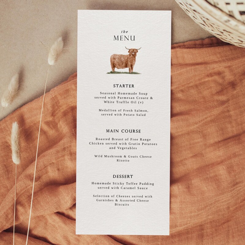 Cow Menu Template - Etsy UK