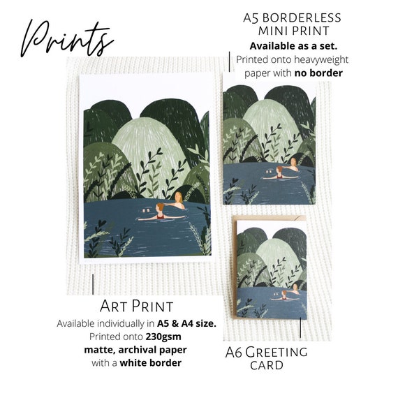 Art & Collectibles Wild Swimmer Illustration Unframed Wild Swimming Art ...