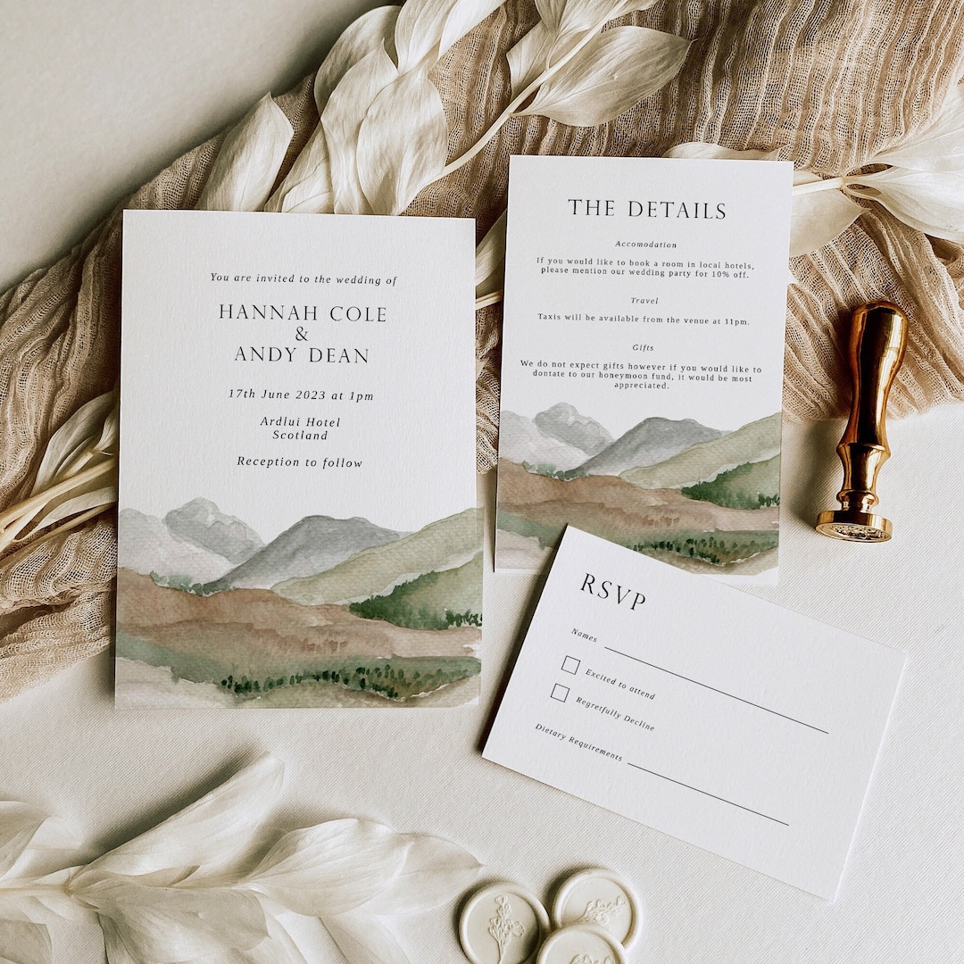 Wedding Invitation Template - Scottish Highlands Invite - Scotland ...