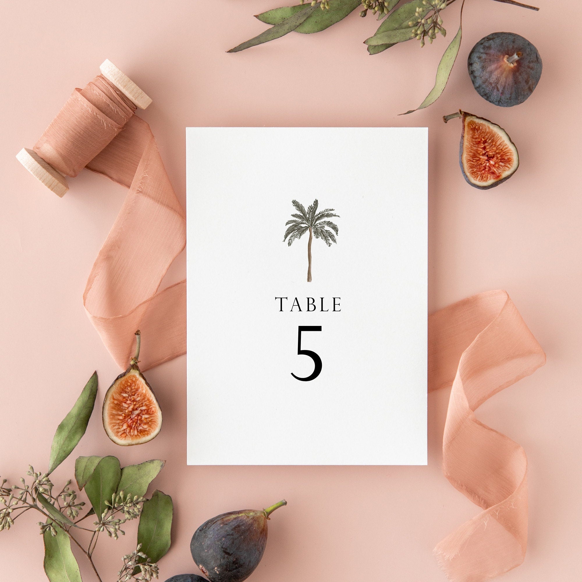 Palm Tree Table Number Template - Table Numbers for Tropical Wedding ...
